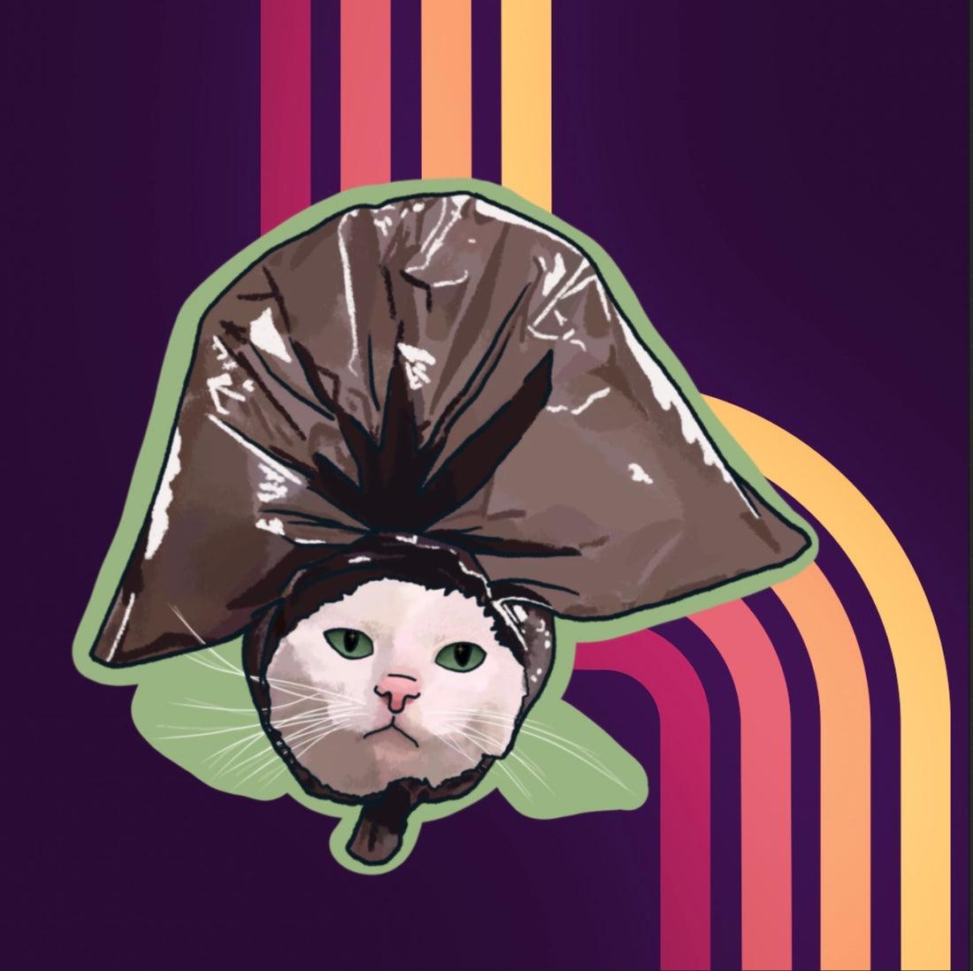 I’m the Trash Man Cat Holographic Sticker funny meme trash bag water r ...